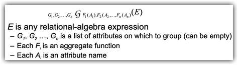 aggregate relational algebra how to express the combination of