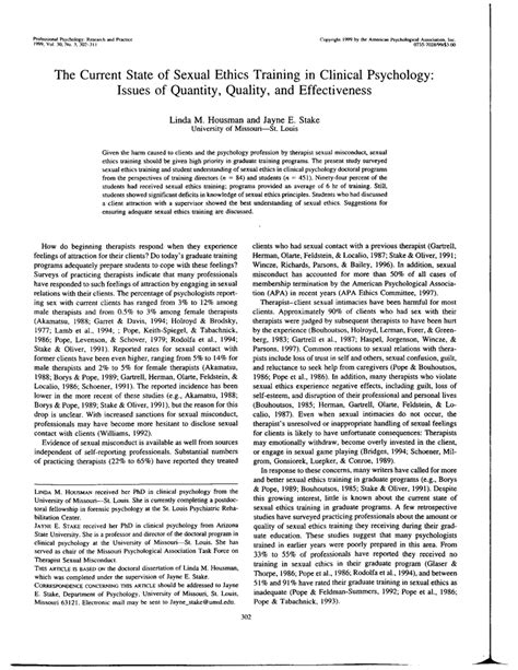 Pdf The Current State Of Sexual Ethics Training In Clinical