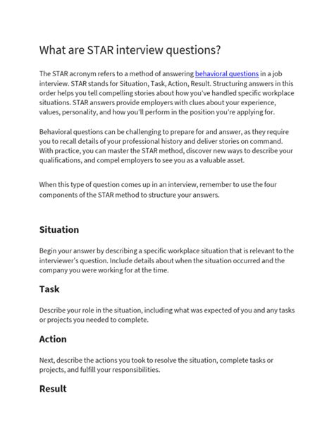 Star Method Interview Questions Answers Pdf Communication Motivation