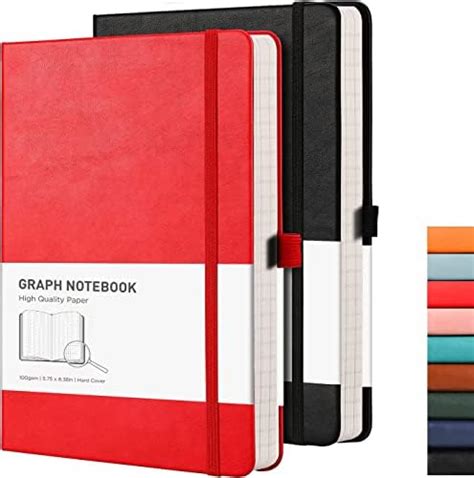 Rettacy Graph Paper Notebook A5 2 Pack 384 Pages Squared Notebook With 100gsm Graph Paper Pen