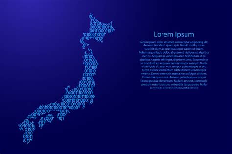 일본 블루 애 들과 0 이진 디지털 코드에서 배너 포스터 인사말 카드에 대 한 공간 별 추상 회로도를 매핑합니다 벡터