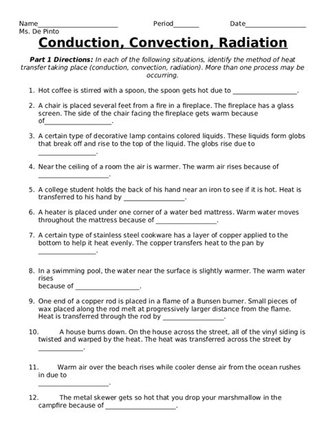 Conduction Convection And Radiation Worksheet Fill Out And Sign Online