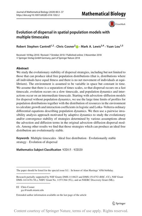 Evolution Of Dispersal In Spatial Population Models With Multiple