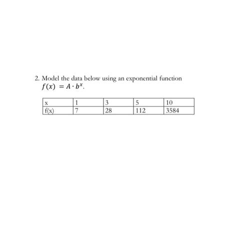 Solved Model The Data Below Using An Exponential Function