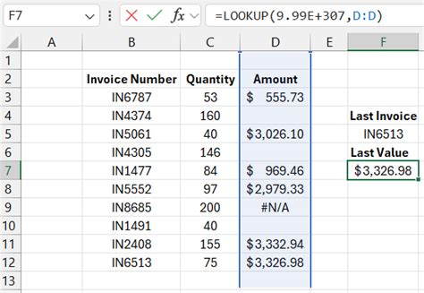 how to find the last value in the last row of excel table