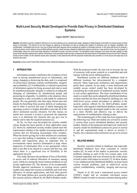 Pdf Multi Level Security Model In Distributed Database Systems
