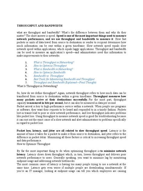 throughput and bandwidth pdf bandwidth computing computer network