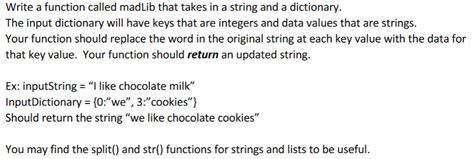 Solved Write A Function Called Madlib That Takes In A String