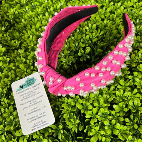 Hot Pink And Pearl Non Headache Headband Calligraphy Creations In Ky