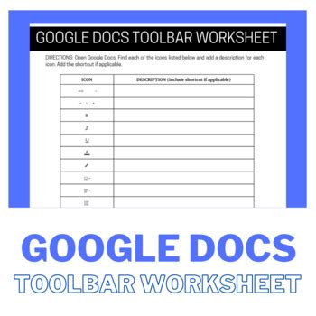 Google Docs Toolbar Worksheet By Tech In The Middle TPT