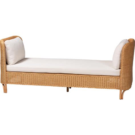 Baxton Diva Light Honey Rattancushioned Daybed Diva Twin Daybed In