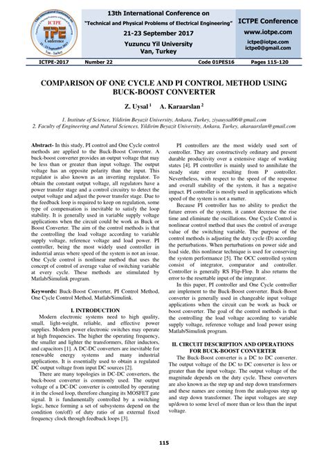Pdf Comparison Of One Cycle And Pi Control Method Using Buckboost