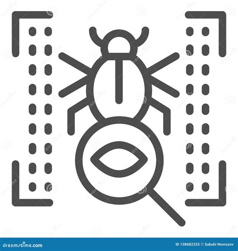 Vulnerability Scan Line Icon Bug Search Vector Illustration Isolated