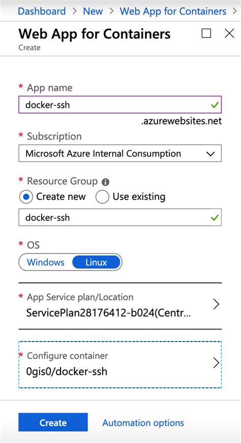 acceder por ssh a web app for containers return gis