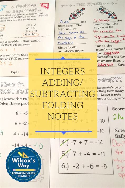 Adding And Subtracting Integers And Integers Basics Notes And Practice Adding And Subtracting