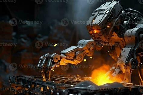 Smart Industry Robot Arms Working In Factory Production Line 3d Rendering Ai Generated Pro