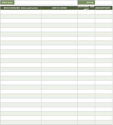 Excel Vorlage Zur Terminplanung Für Besucher Und Appointments