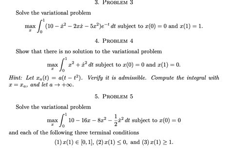 Solved 2 Problem 2 Solve The Variational Problem Min [