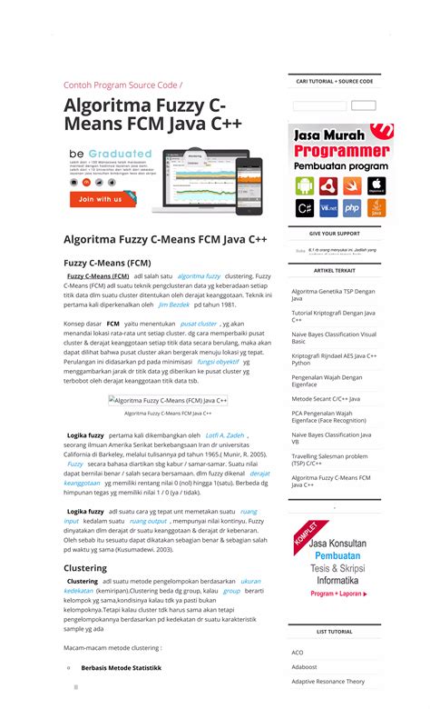 Algoritma Fuzzy C Means Fcm Java C Contoh Program Pdf
