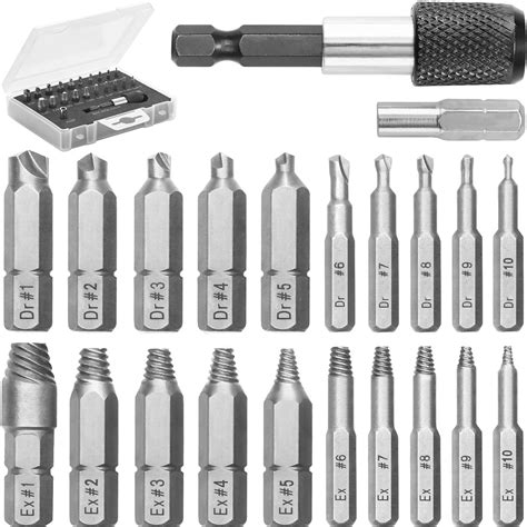 22 Pc Screw Extractor Set For Stripped Broken Damaged Screws