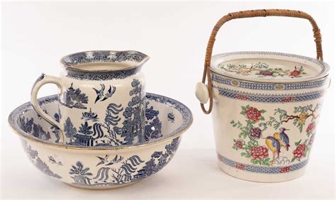 Lot 64 A Maling Blue And White Willow Pattern Jug