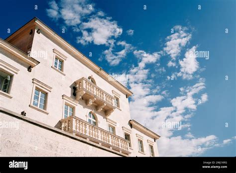 Carved Balconies On The White Stone Facade Of The Ancient Smekja Palace