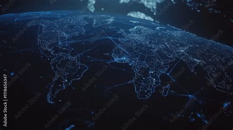 Global Network Map World Map Digital Earth Interconnectedness Communication Technology