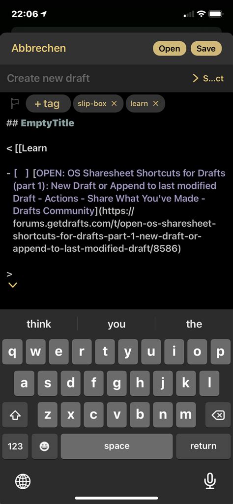 Os Sharesheet Shortcuts For Drafts Part 1 New Draft Or Append To
