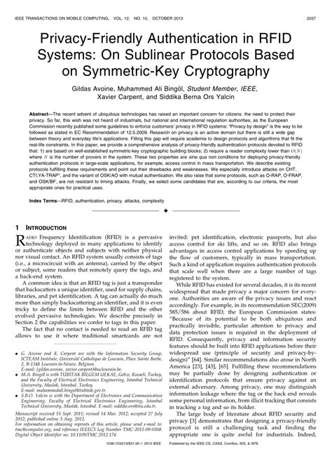 Pdf Privacy Friendly Authentication In Rfid Systems On Sublinear