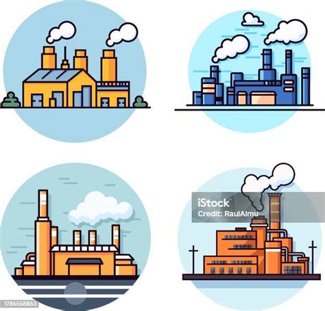 공장 평면 일러스트 모음 다양한 카드 섬유 웹 사이트 앱에 적합 건설 산업에 대한 스톡 벡터 아트 및 기타 이미지 건설 산업 건축물 공장 산업 건물 Istock