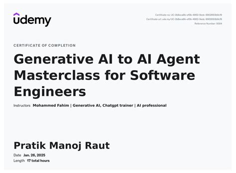 Udemy Certificate Ai Generativeai Softwareengineering Pratik Raut
