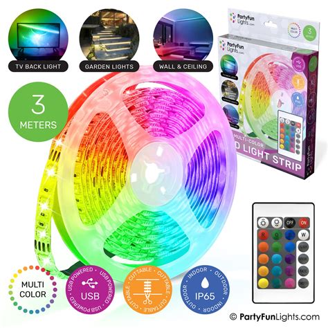 LED Strip Multi Color RGB USB Powered 3 Meter PartyFunLights