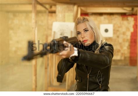 Girl Aims Ak Shooting Range Stock Photo Shutterstock