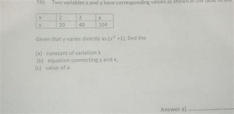 18 Two Variables X And Y Have Corresponding Studyx