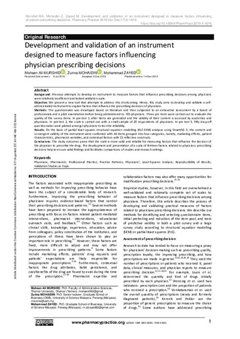 Pdf Development And Validation Of An Instrument Designed To Measure