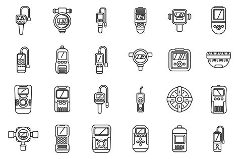 Gas Detector Icons Set Outline Vector Meter Instrument 36590786 Vector