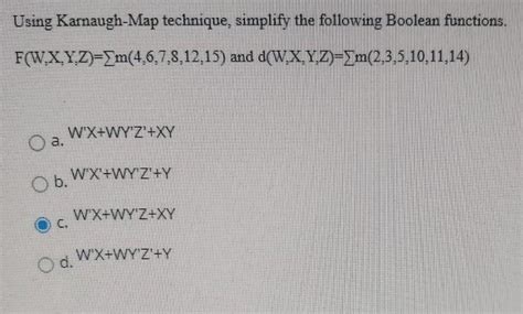 solved using karnaugh map technique simplify the following