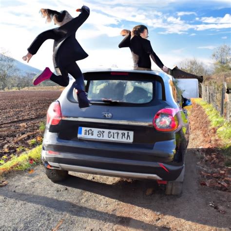 Un Incident Heureux Les Deux Sœurs Sautent De Leur Voiture En