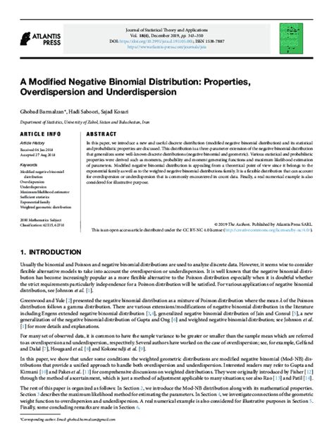 Pdf A Modified Negative Binomial Distribution Properties Overdispersion And Underdispersion