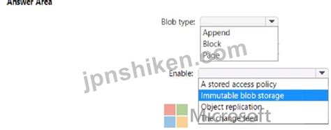 Az 305j試験解答質問66：azure サブスクリプションをお持ちです。 Blob のバージョン管理と Blob の論理的な削除が有効になっているストレージ アカウント内の Blob の