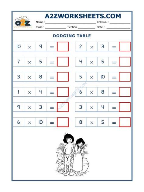 A2zworksheets Worksheet Of Dodging Table 12 Multiplication Maths