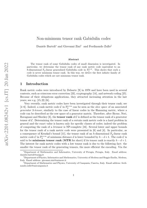 Pdf Non Minimum Tensor Rank Gabidulin Codes