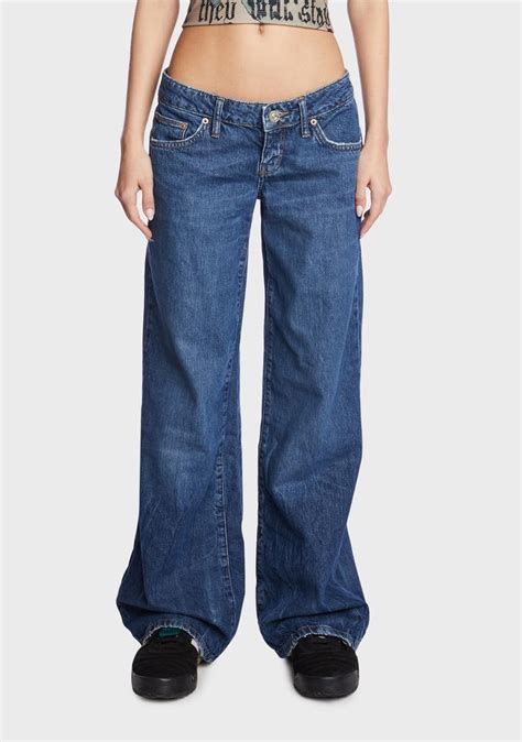 Bdg Super Low Rise Baggy Denim Jeans Dark Blue Dolls Kill