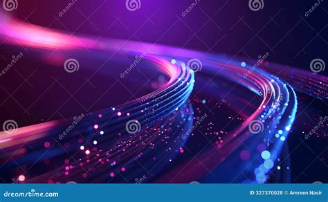 Abstract Light Trails On Dark Background Futuristic Digital Technology Concept Dynamic Teach