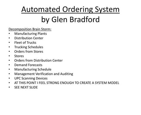 PPT Automated Ordering System By Glen Bradford PowerPoint Presentation ID 4150589