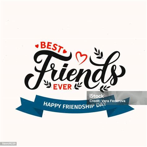 가장 친한 친구 이제까지 서예 손 문자 우정의 날 영감 따옴표 인사말 카드 타이포그래피 포스터 배너 전단지 Tshort 등을위한 벡터 템플릿 낮에 대한 스톡 벡터 아트 및