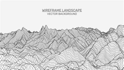 Premium Vector Abstract Landscape Background Mesh Structure Polygonal Wireframe Background