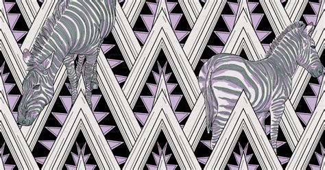 줄무늬 얼룩말은 배경의 날카로운 기하학적 삼각형 아르데코 모양과 유기적인 대조를 이룹니다 이음새가 없는 패턴 글로벌 색상 변경하기 쉽습니다 사진 Unsplash의