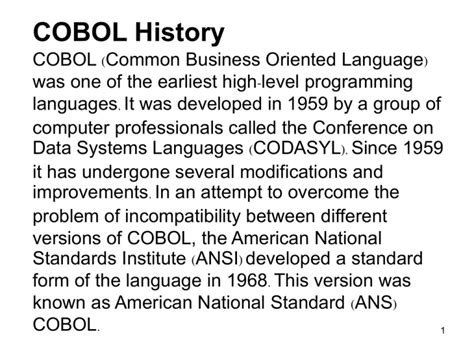 COBOL History Web Page For Staff