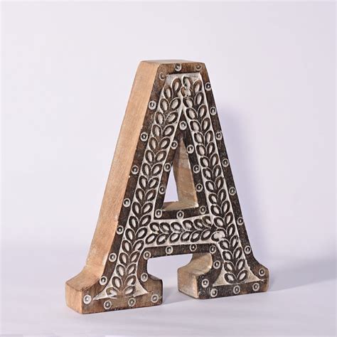 Handmade Eco Friendly A Wood Alphabet Letter Block For Wall Mount